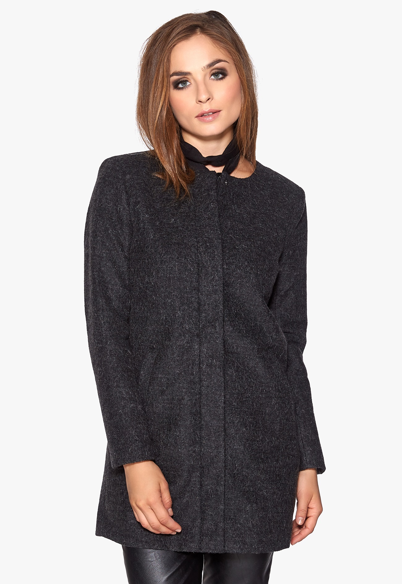 ONLY Sidney Wool Coat Dark Grey Melange - Bubbleroom
